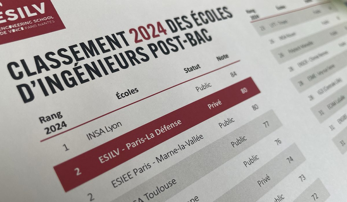 L'ESILV classée 2ème école d'ingénieurs post-bac en 2024 par l’Étudiant ...